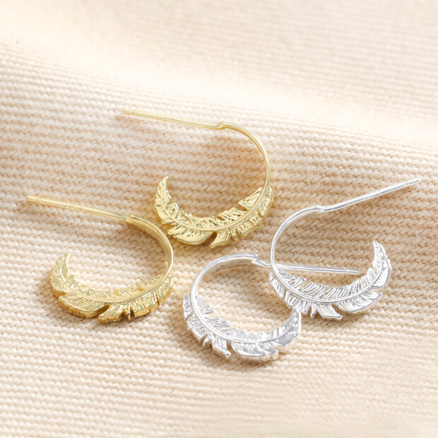Feather Hoop Earrings in Gold | Estella Bartlett | Lisa Angel