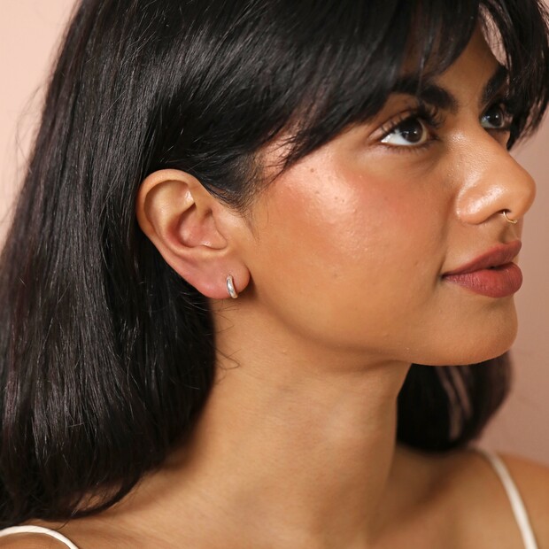 Sterling Silver Small Half Hoop Earrings | Jewellery | Lisa Angel