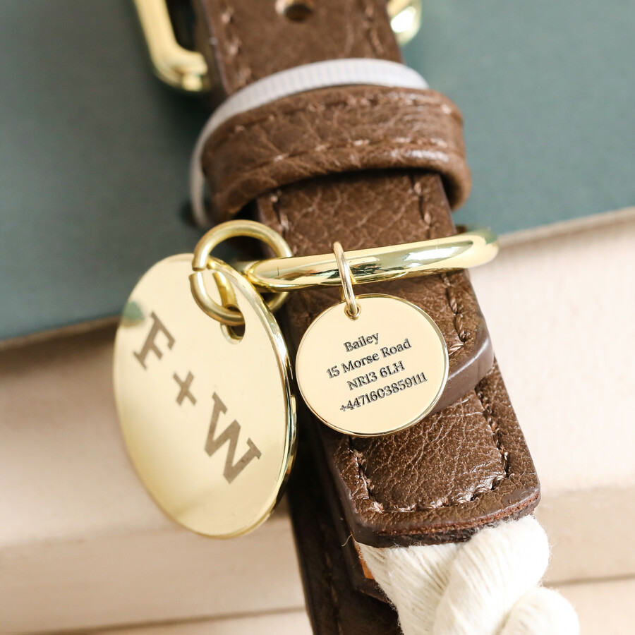 Personalised Natural Rope Dog Collar | Field + Wander | Lisa Angel