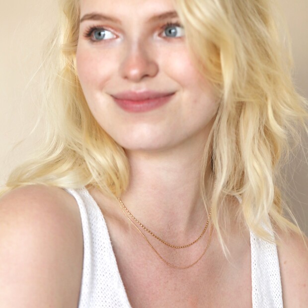 Double Ball Chain Necklace in Gold | Jewellery | Lisa Angel