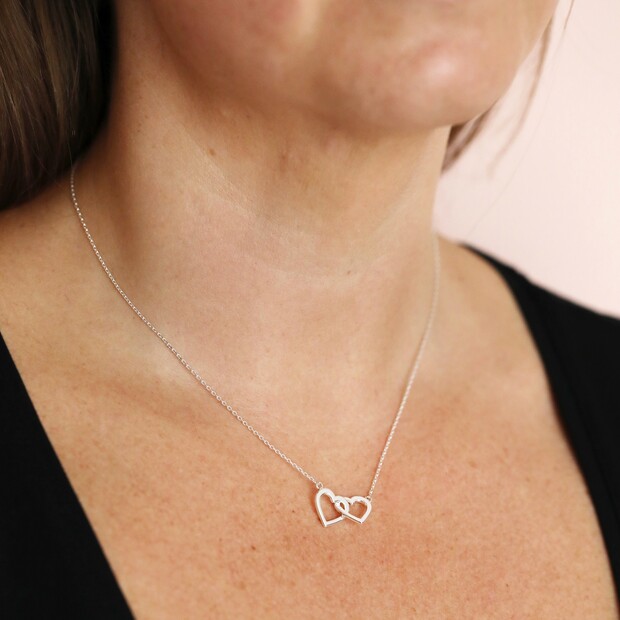 Interlocking Hearts Necklace in Silver | Jewellery | Lisa Angel