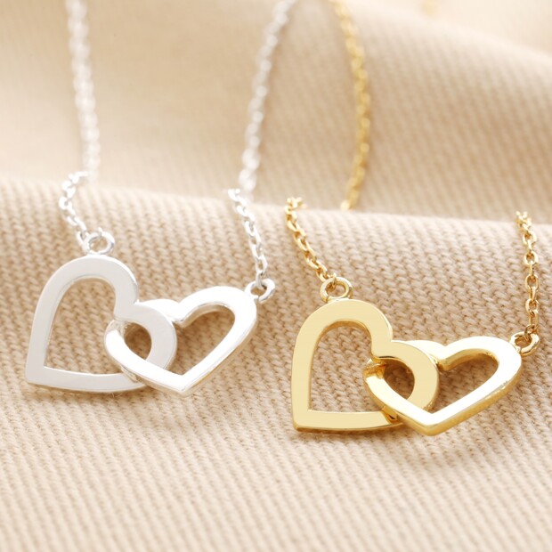 Interlocking Hearts Necklace in Gold | Jewellery | Lisa Angel