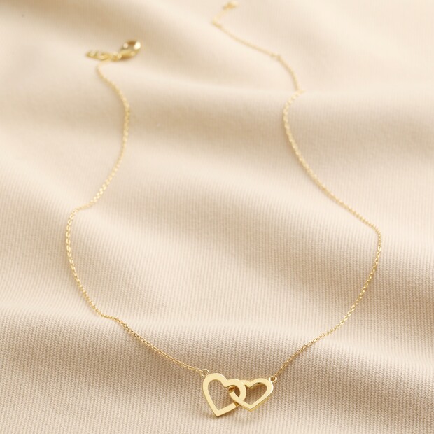 Interlocking Hearts Necklace in Gold | Jewellery | Lisa Angel