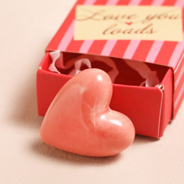 Tiny Matchbox Love You Ceramic Heart Token | Lisa Angel