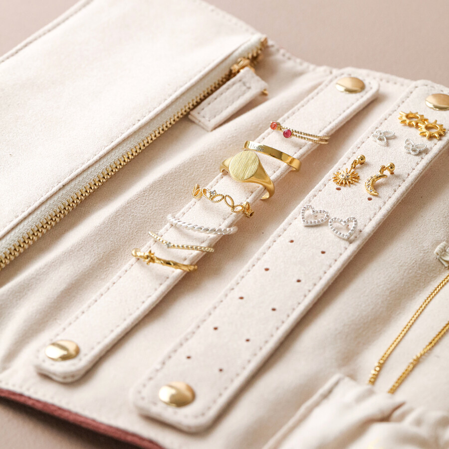 Personalised Dusky Pink Velvet Jewellery Roll | Lisa Angel