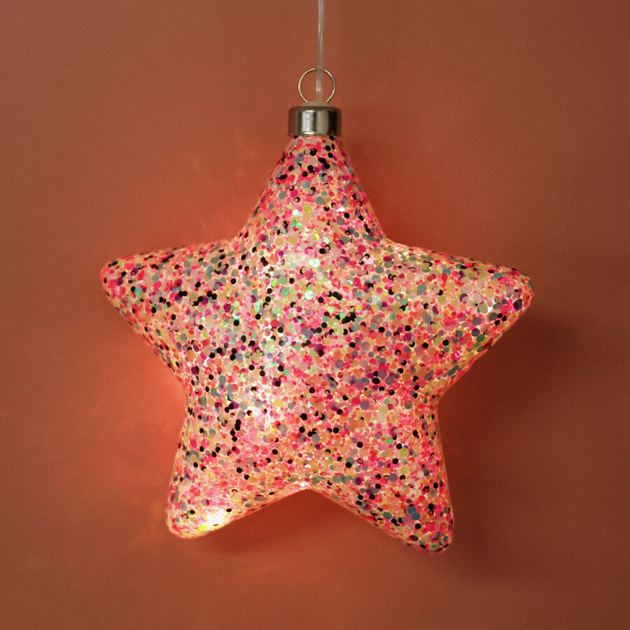 Hanging Pink Glitter LED Star Light | Homeware | Lisa Angel