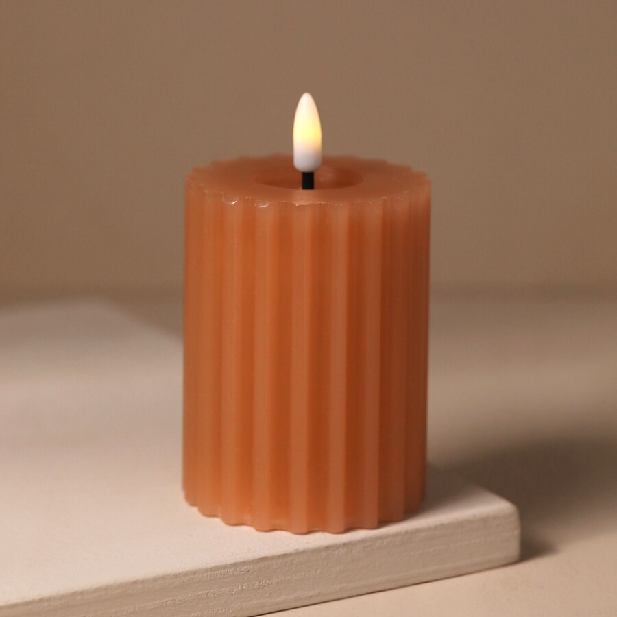 Pink Ribbed Wax LED Pillar Candle | Homeware | Lisa Angel