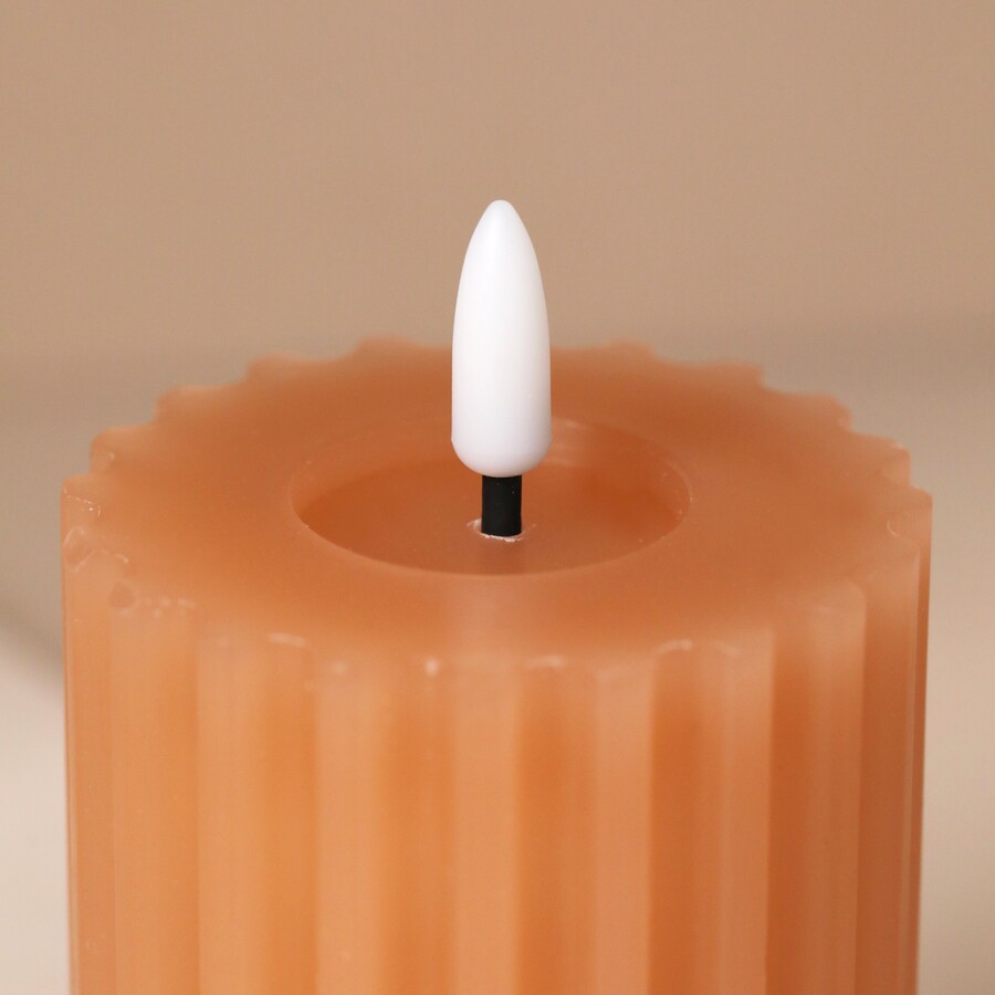 Pink Ribbed Wax LED Pillar Candle | Homeware | Lisa Angel