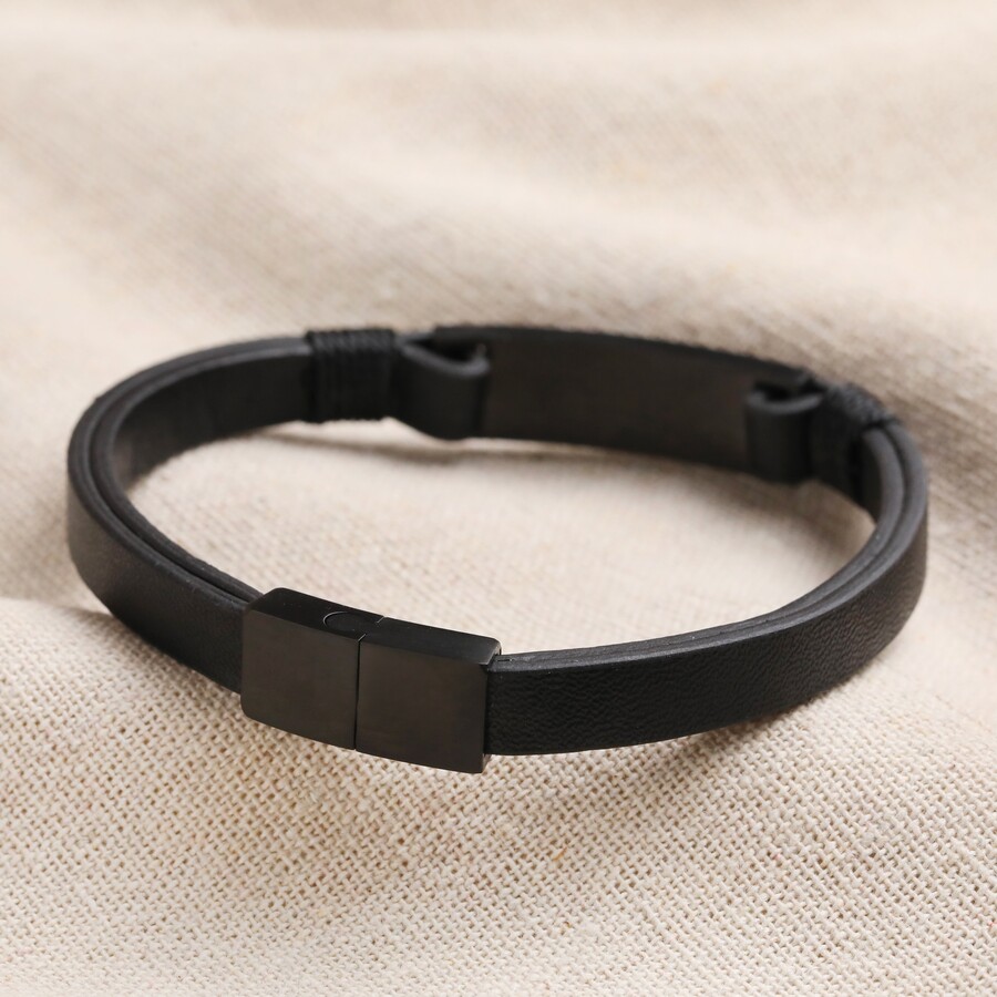 Personalised Men's Double Leather Bracelet | Lisa Angel