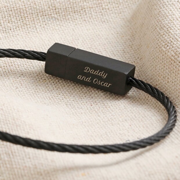 Personalised Stainless Steel Wire Bracelet Black | Lisa Angel