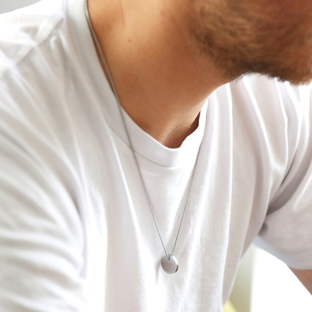 Men's Stainless Steel Disc Pendant Necklace | Lisa Angel