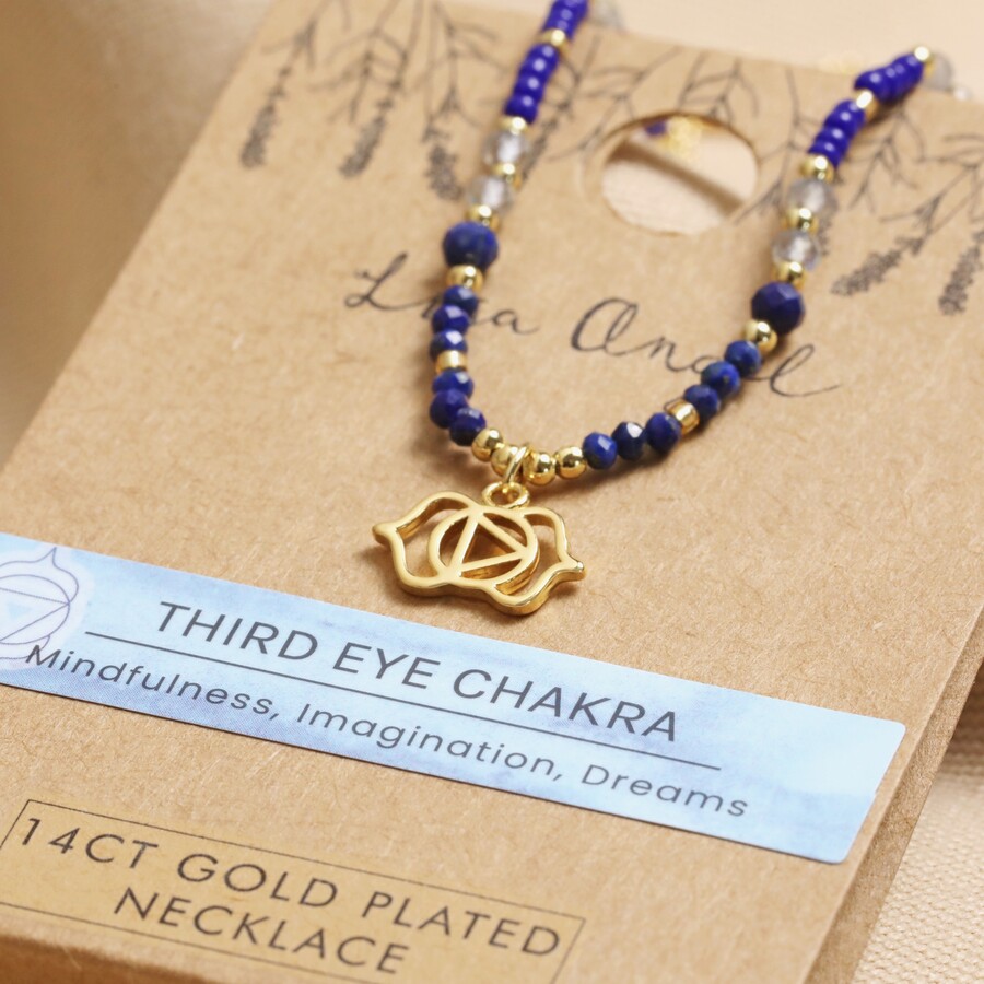 Third Eye Chakra Beaded Necklace in Gold | Jewellery | Lisa Angel