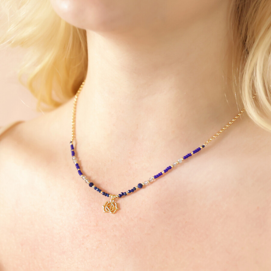 Third Eye Chakra Beaded Necklace in Gold | Jewellery | Lisa Angel