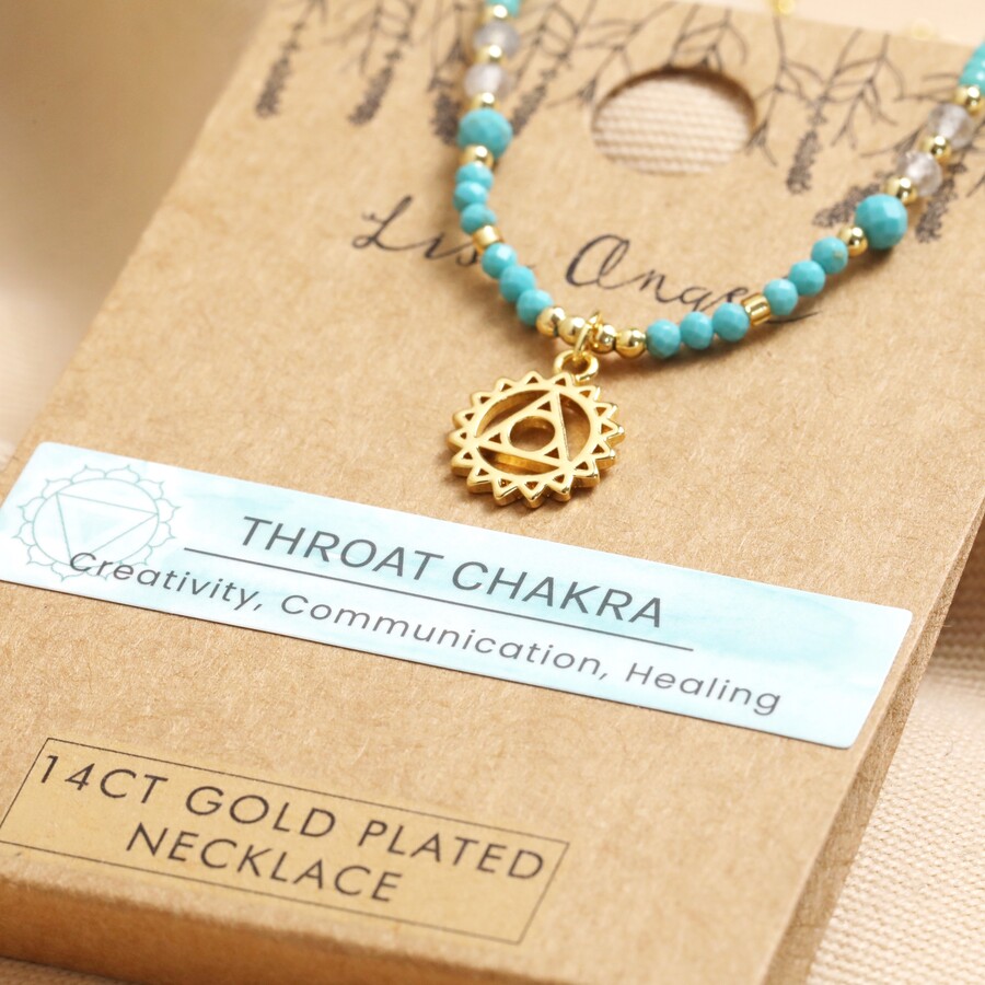 Throat Chakra Beaded Necklace in Gold | Jewellery | Lisa Angel