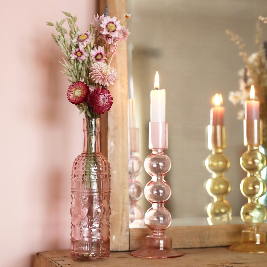 Pink Glass Bottle Vase | Homeware Accessories | Lisa Angel