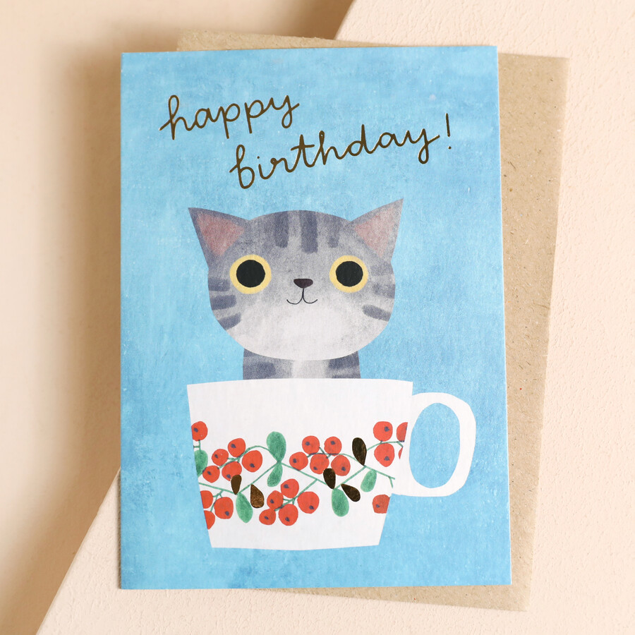 Teacup Kitten Birthday Card | Gift Wrap | Ohh Deer | Lisa Angel