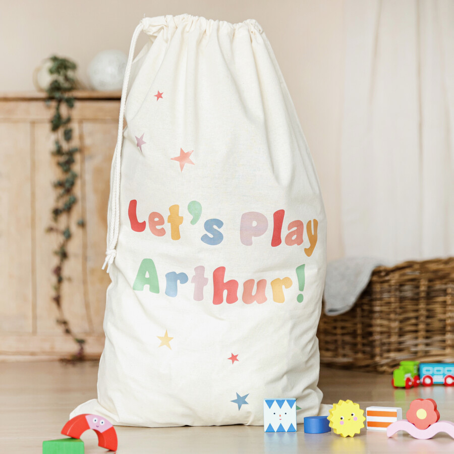 Personalised Let's Play Drawstring Storage Sack | Lisa Angel