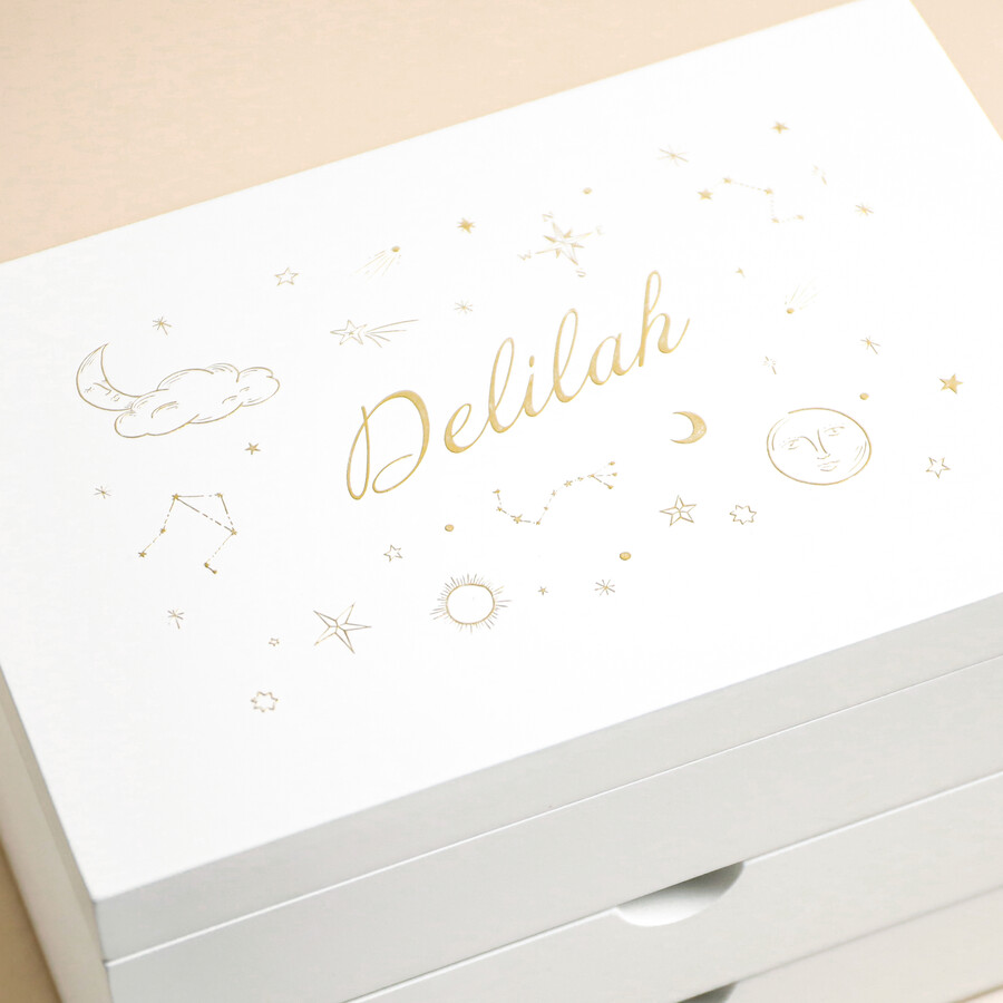 Personalised Celestial White Jewellery Box | Lisa Angel