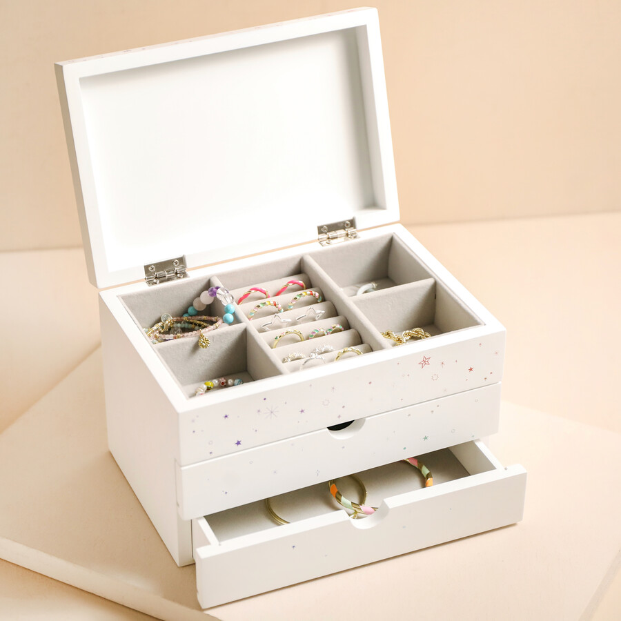Personalised Rainbow Celestial White Jewellery Box | Lisa Angel