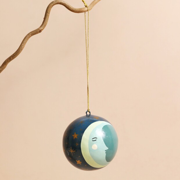 Hand-Painted Winter Moon Bauble | Christmas Decor | Lisa Angel