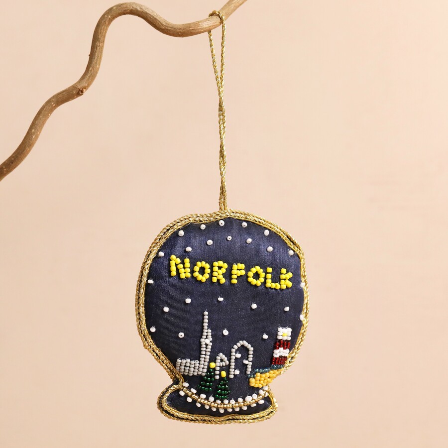 Norfolk Snow Globe Beaded Hanging Decoration | Lisa Angel