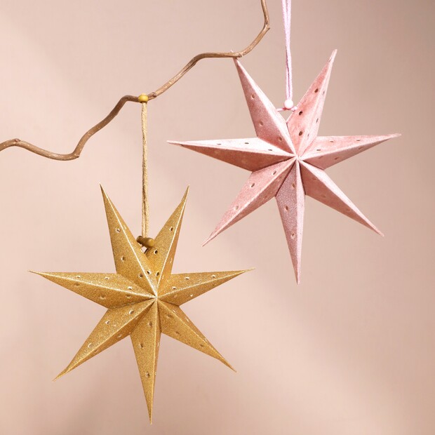 Handmade Pink Velvet Star Hanging Decoration | Lisa Angel
