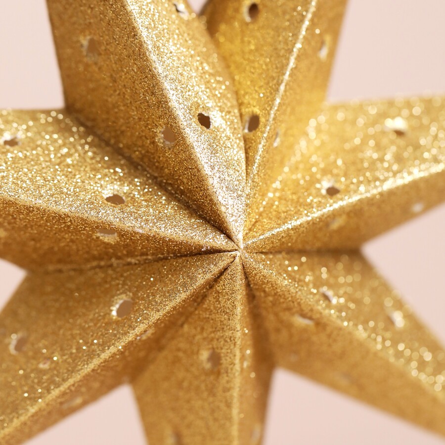 Handmade Gold Glitter Star Hanging Decoration | Lisa Angel