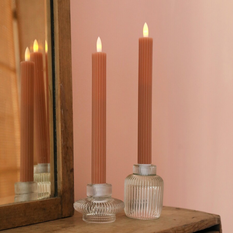 Two in One Small Fluted Glass Candle Holder | Lisa Angel