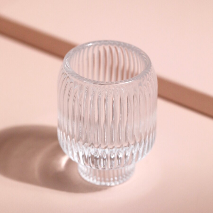 Two in One Medium Fluted Glass Candle Holder | Lisa Angel