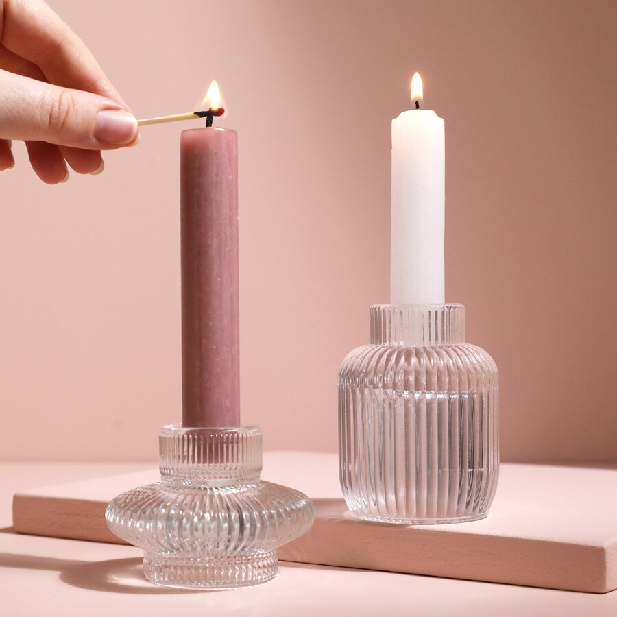 Two in One Medium Fluted Glass Candle Holder | Lisa Angel