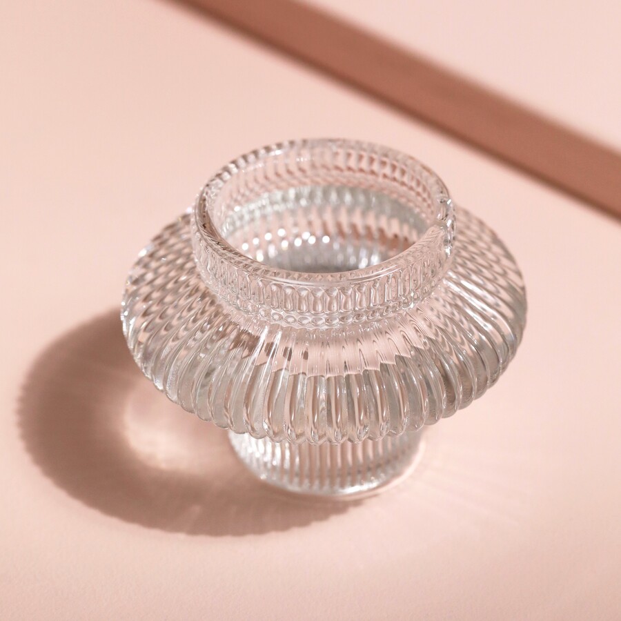 Two in One Small Fluted Glass Candle Holder | Lisa Angel