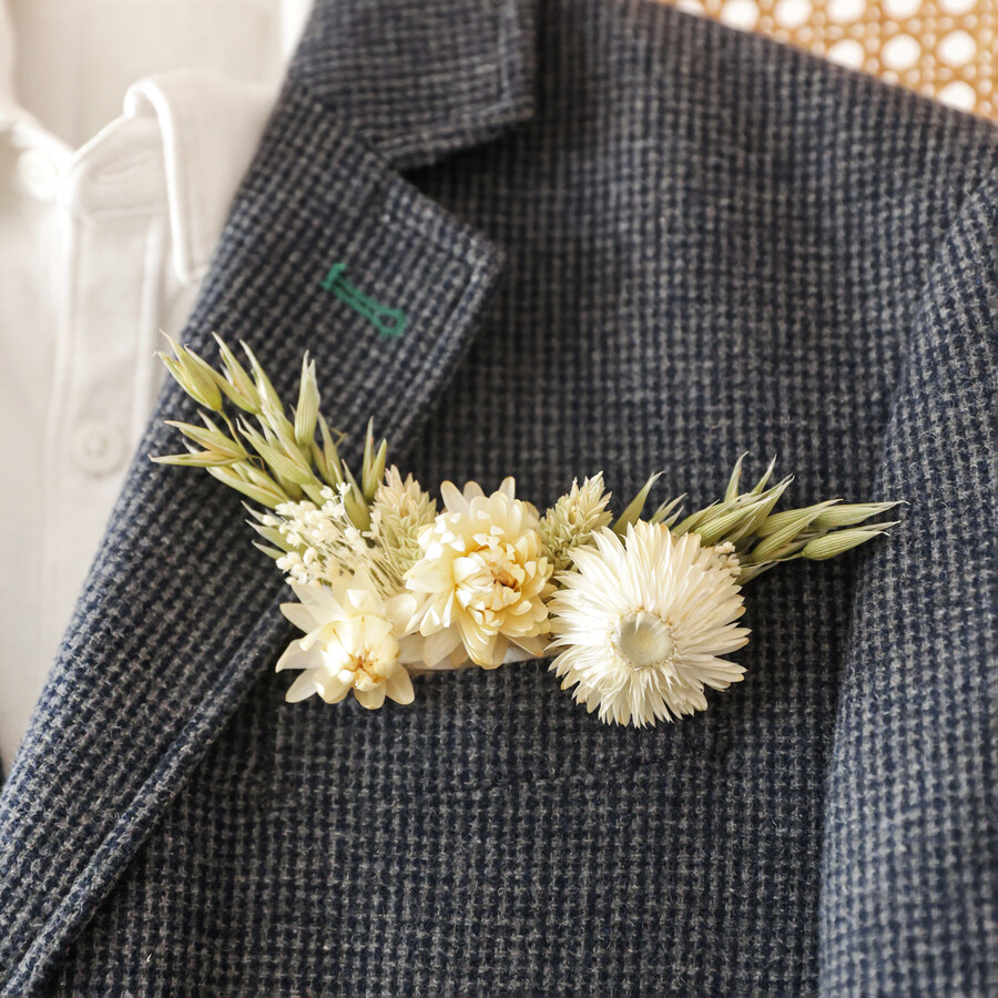 Natural Dried Flower Pocket Buttonhole | Lisa Angel