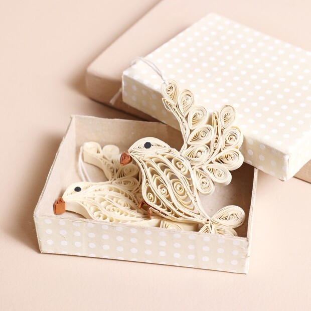 Quilled Dove Hanging Decoration Pack of 2 | Afroart | Lisa Angel