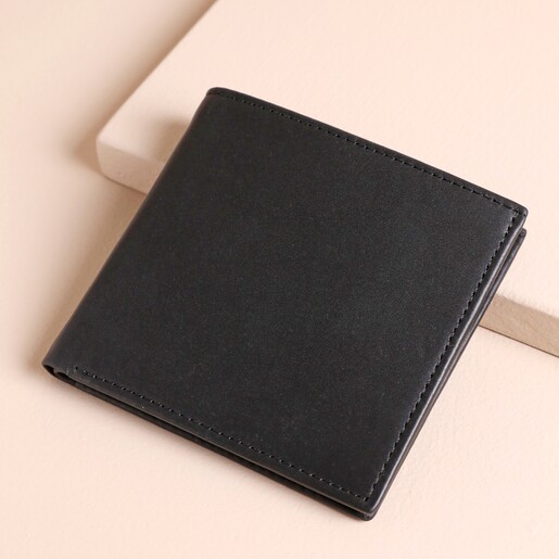 Plain black leather wallet store