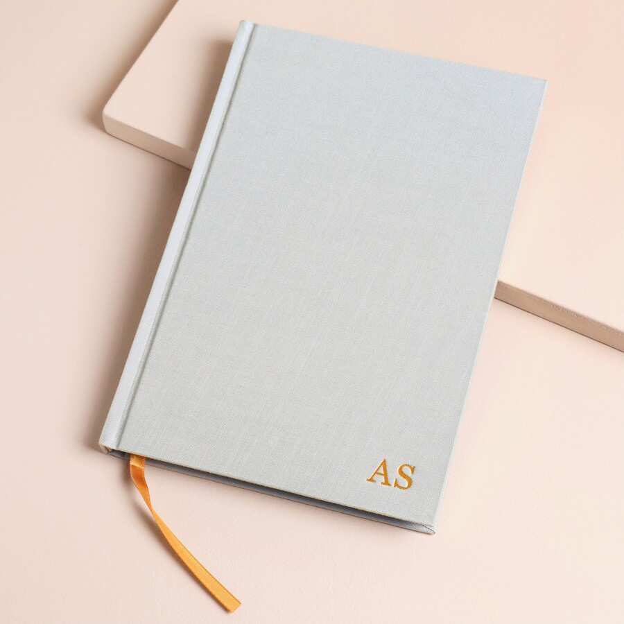 Personalised Initials Blue Fabric Notebook | Lisa Angel