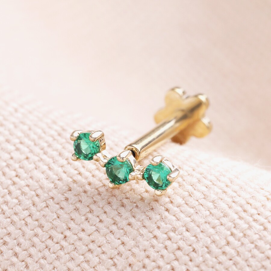 Tish Lyon 14ct Gold Triple Emerald Earring | Tish Lyon | Lisa Angel
