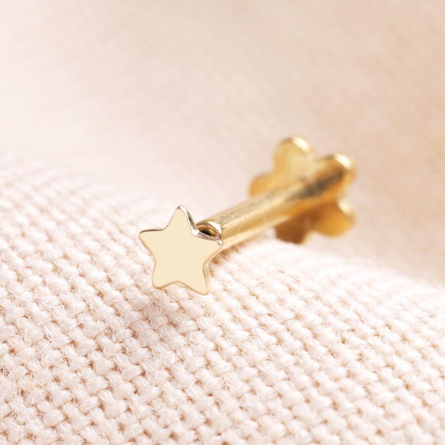 14ct Yellow Gold Star Threadless Labret Earring | Tish Lyon | Lisa Angel