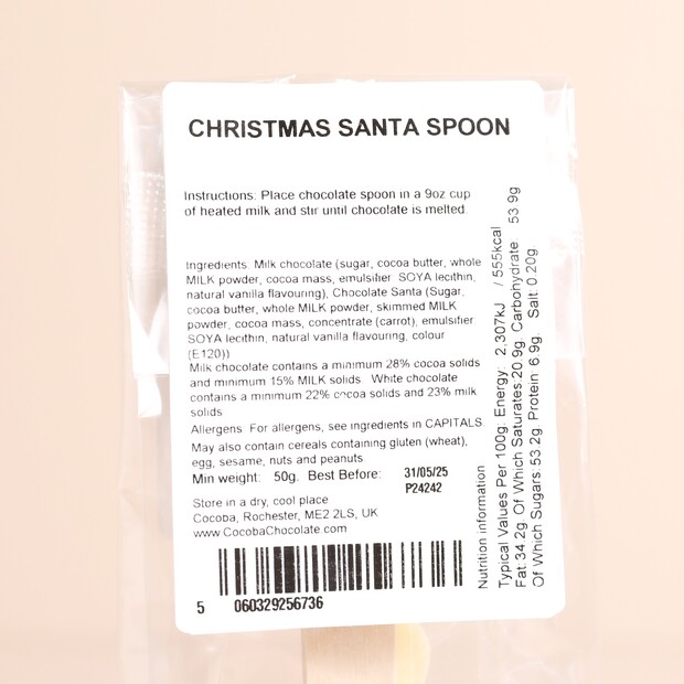 Santa Milk Chocolate Hot Chocolate Spoon | Cocoba | Lisa Angel