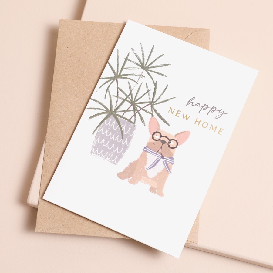 Dog and Plant New Home Greetings Card | Lisa Angel