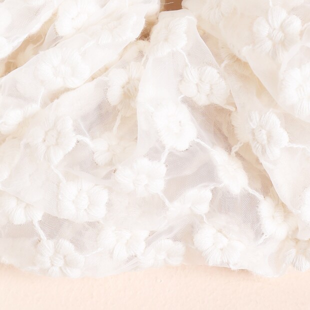 White Sheer Lace Floral Hair Scrunchie | Accessories | Lisa Angel
