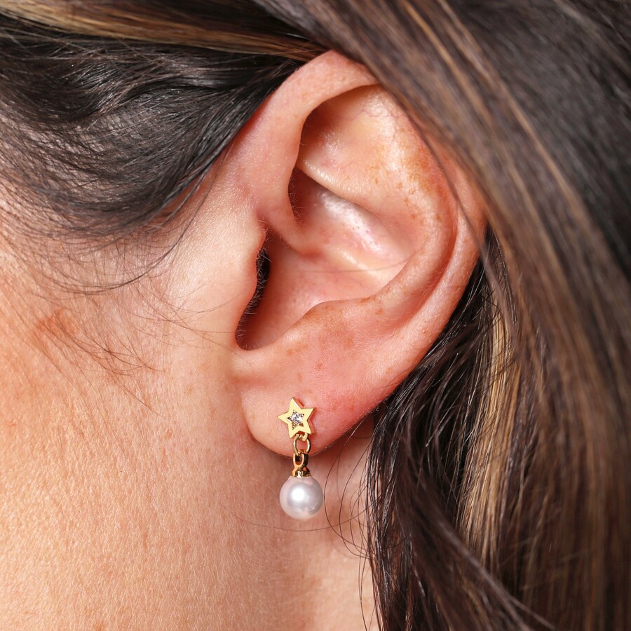 Pearl CZ Star Drop Stud Earrings | Estella Bartlett | Lisa Angel
