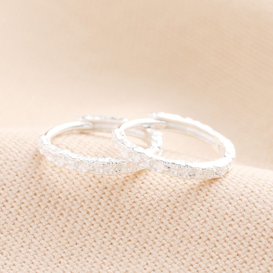 Sterling Silver Molten Huggie Hoop Earrings | Jewellery | Lisa Angel