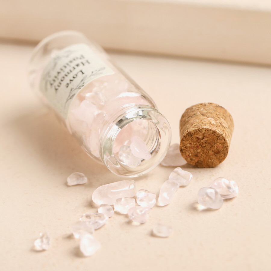 Bottle of Rose Quartz Crystals | East of India | Lisa Angel