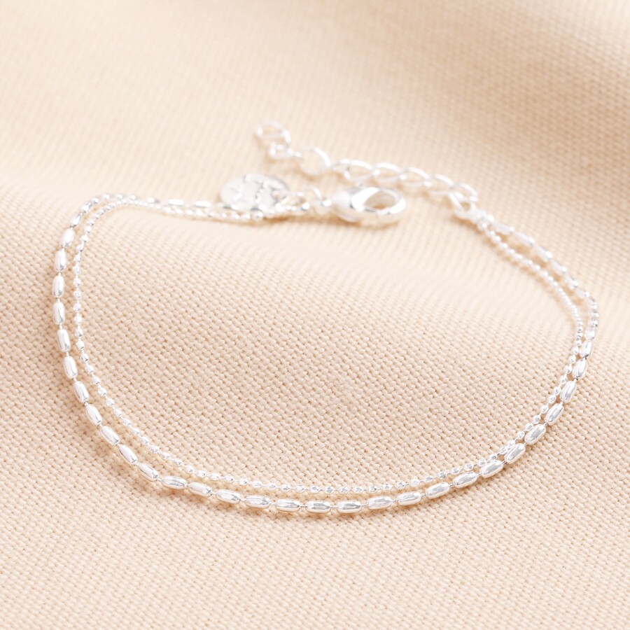 Double Layer Chain Bracelet in Silver | Lisa Angel