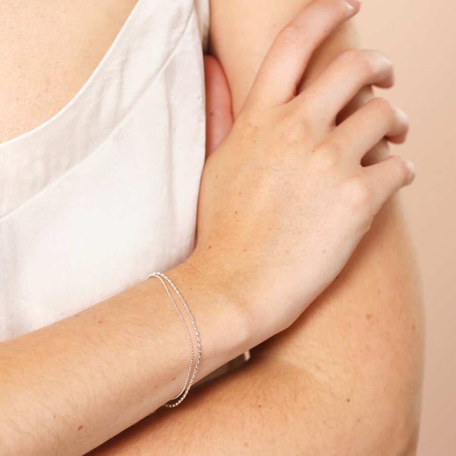 Double Layer Chain Bracelet in Silver | Lisa Angel