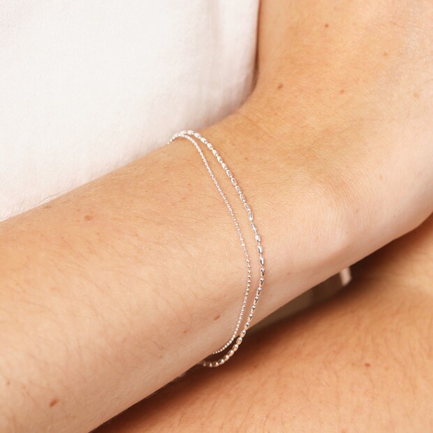 Double Layer Chain Bracelet in Silver | Lisa Angel
