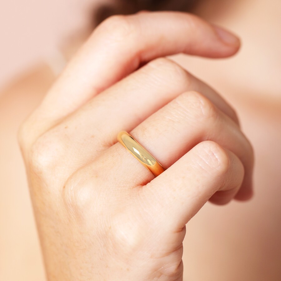 Stainless Steel Thick Band Ring in Gold | jewellery | Lisa Angel