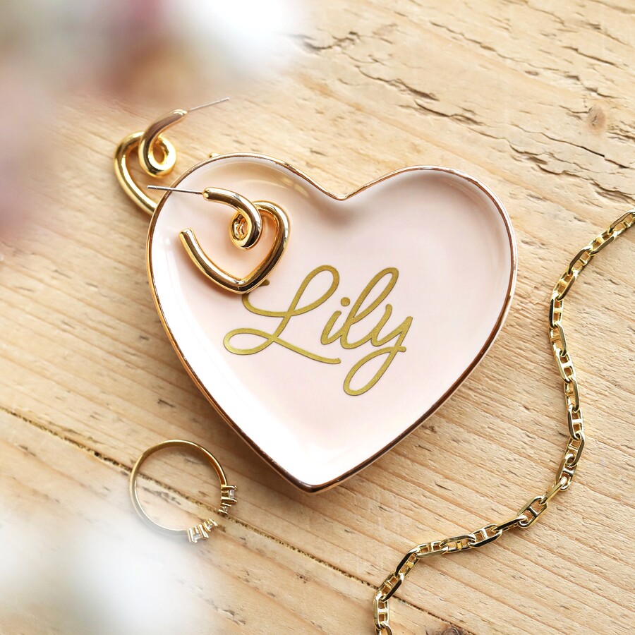 Personalised Small Pink Ceramic Heart Trinket Dish | Lisa Angel