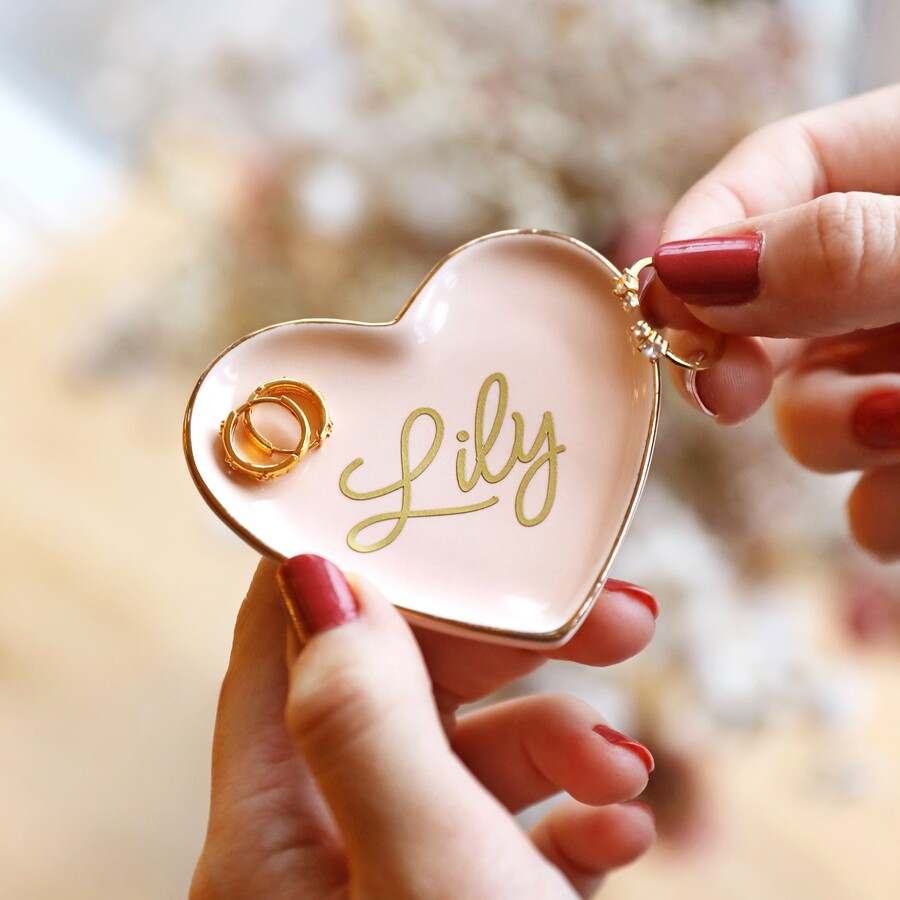 Personalised Small Pink Ceramic Heart Trinket Dish | Lisa Angel