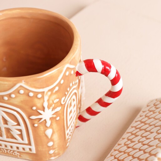 Ceramic coffee mug with lid and handle store